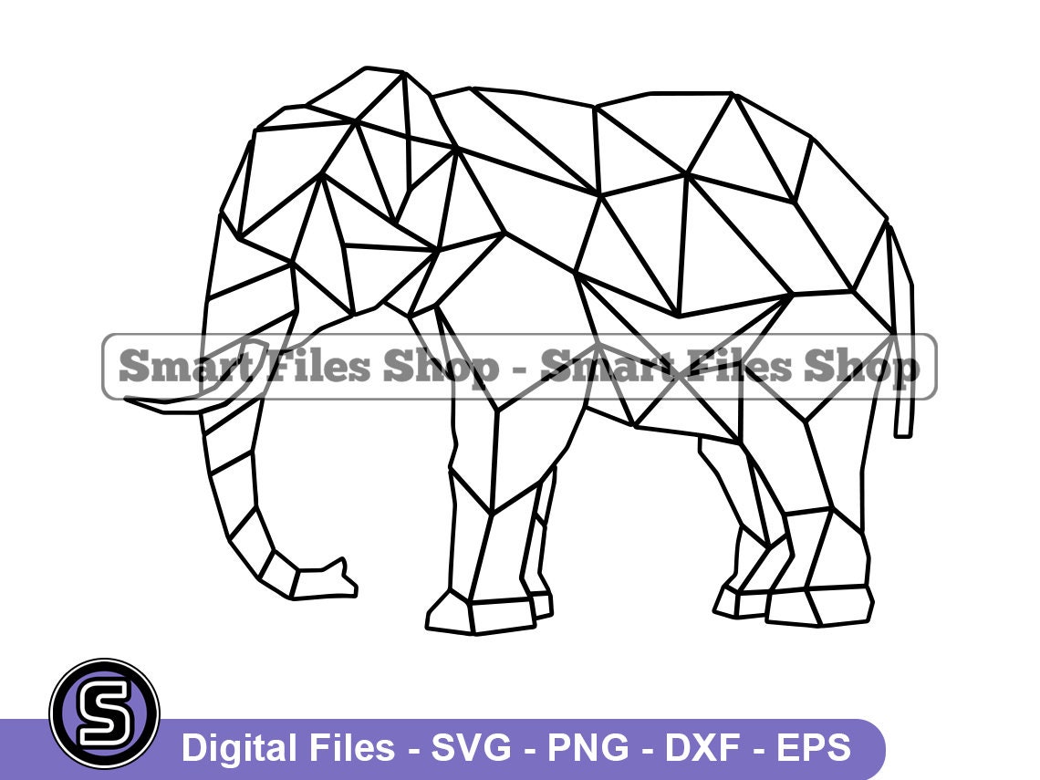 Geometric Elephant Outline Svg Elephant Svg Geometric | Etsy