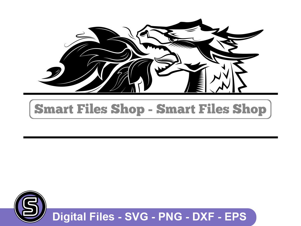Fire Breathing Dragon Split Monogram SVG Dragon Svg Dragon - Etsy