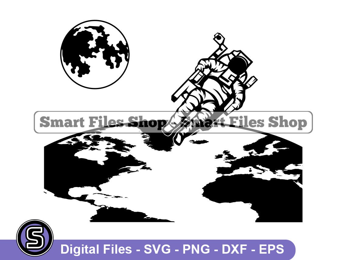 Astronaut Floating Over Earth Svg Space Walking Svg - Etsy