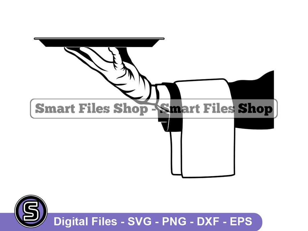Waiter Holding Tray Svg, Waiter Svg, Waiter Dxf, Waiter Png, Waiter ...