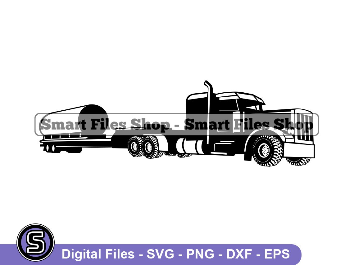 Lowboy Trailer Truck Hauling Material Svg Truck Svg Trucker - Etsy