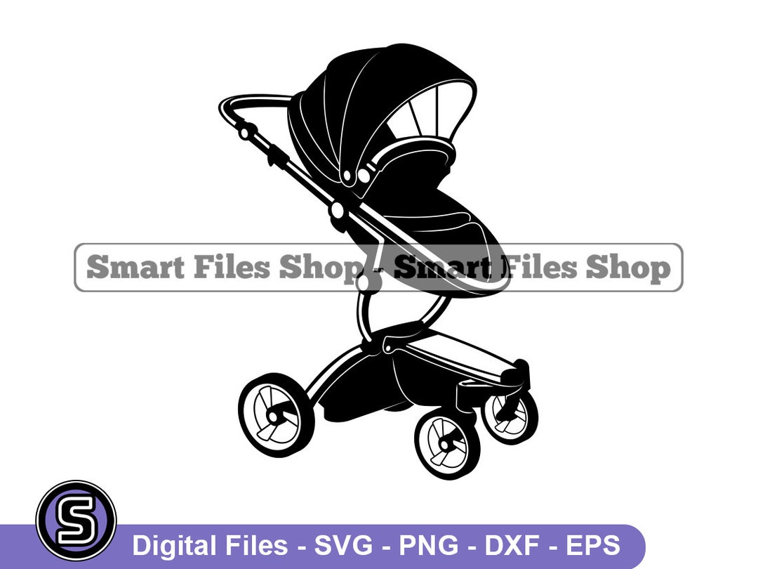 Baby Stroller 2 Svg, Stroller Svg, Baby Carriage Svg, Stroller Dxf ...