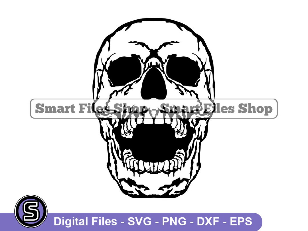 Laughing Skull #2 Svg, Skull Svg, Skull Design Svg, Skull Dxf, Skull ...