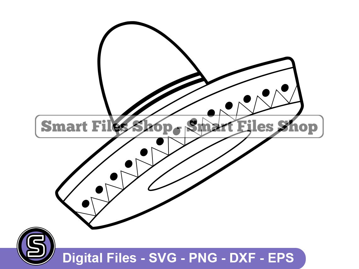 Sombrero Outline Svg Sombrero Svg Hat Svg Sombrero Dxf | Etsy