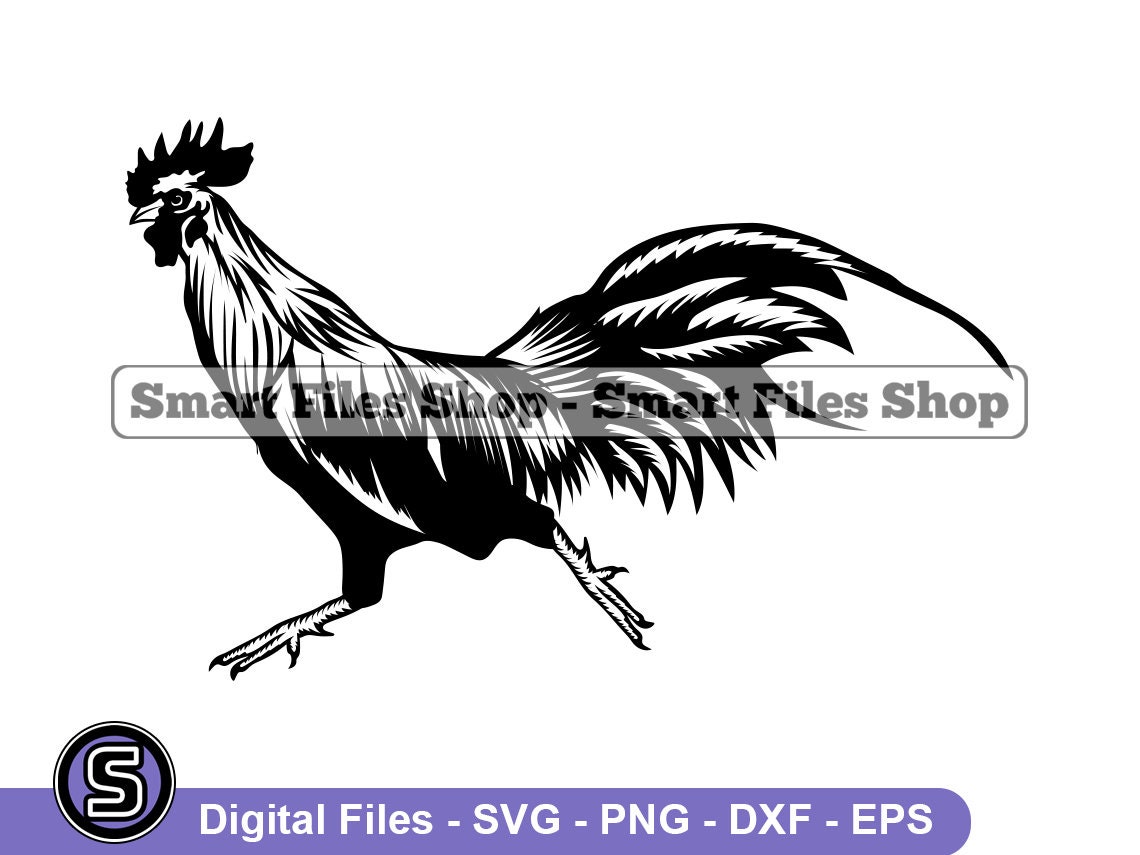 Gallo corriendo #2 svg, gallo svg, animales de granja svg, gallo dxf ...