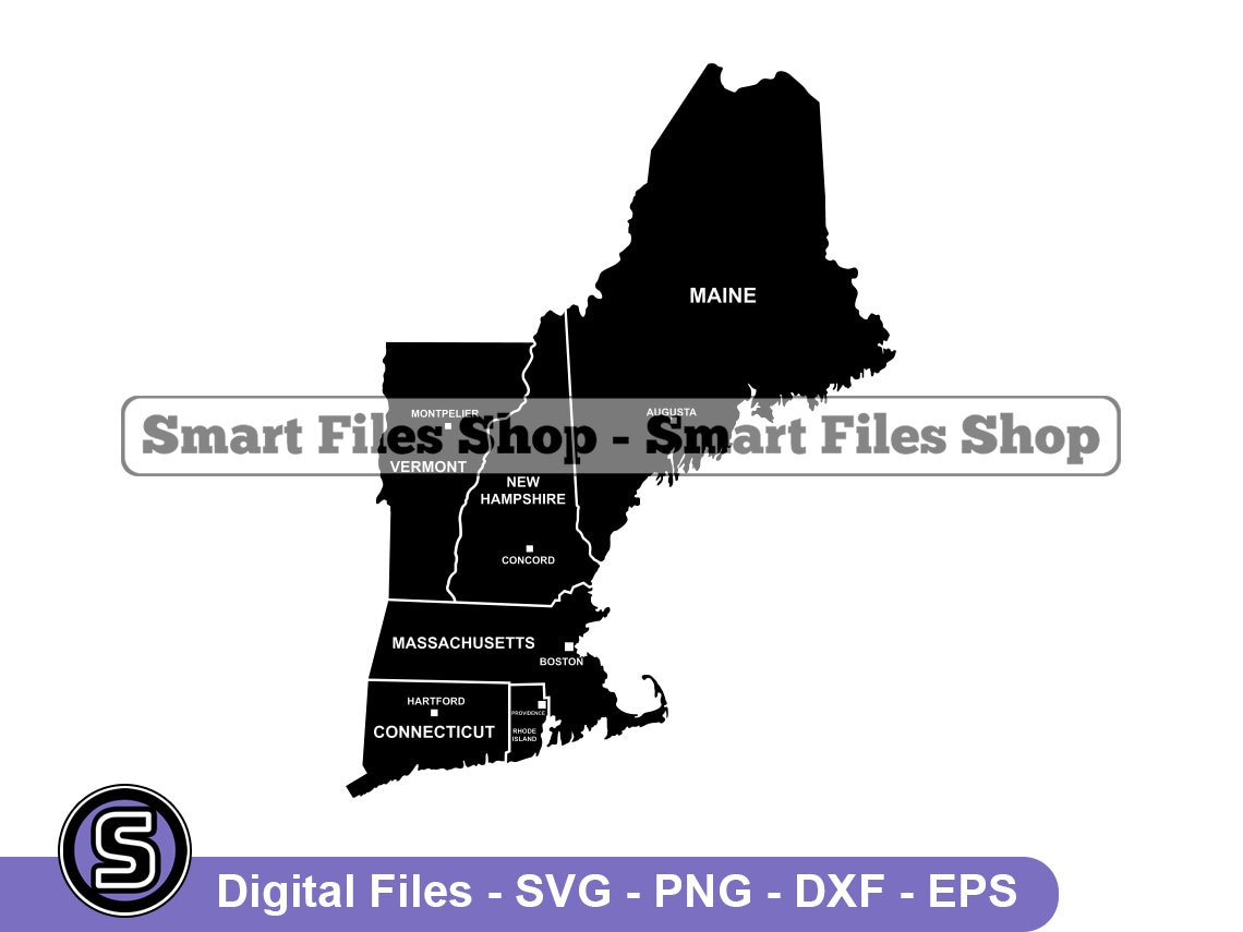 New England Map Svg New England Svg States Svg New England | Etsy UK