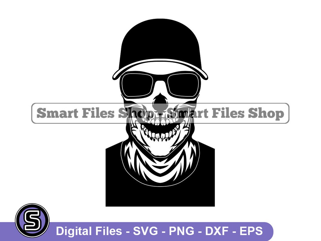 Skull in Cap and Suglasses Svg, Skull Svg, Skull Logo Svg, Skull Design ...