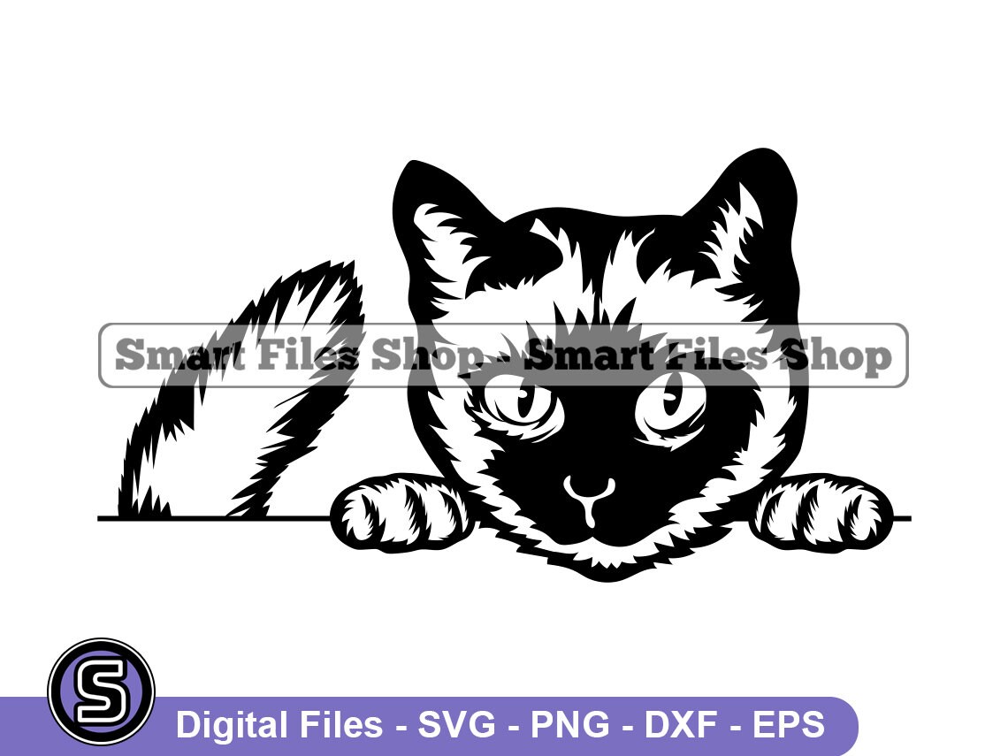 Peeking Siamese Cat SVG Peeking Cat SVG Cat Svg Cat Dxf - Etsy