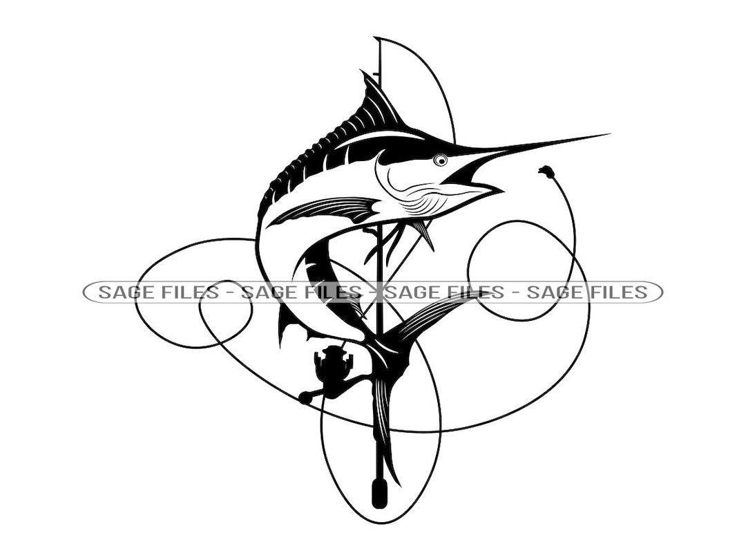 Marlin Fishing Rod Logo Svg, Marlin Svg, Fishing Svg, Fish Svg, Marlin ...
