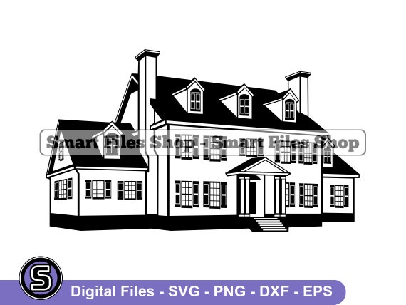 Colonial House 2 Svg Colonial Architecture Svg Real Estate | Etsy