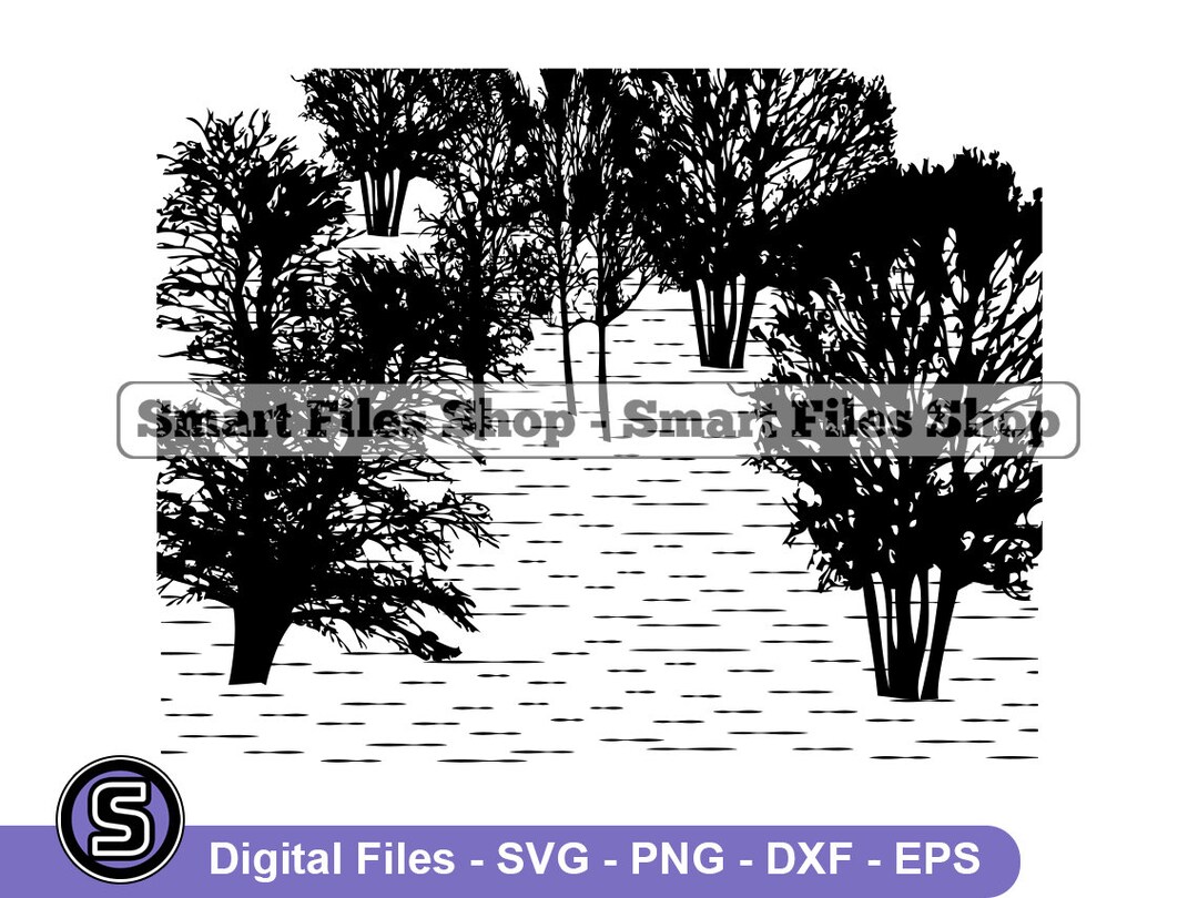 Swamp 2 Svg, Wetland Svg, Forest Landscape Svg, Swamp Dxf, Swamp Png ...