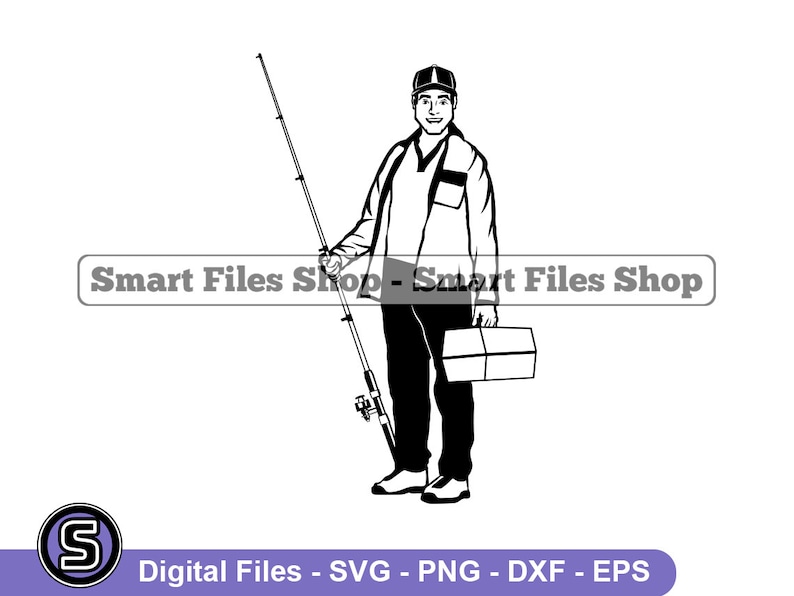Man Fishing Mascot Svg Fish Svg Fishing Svg Fisherman Svg - Etsy
