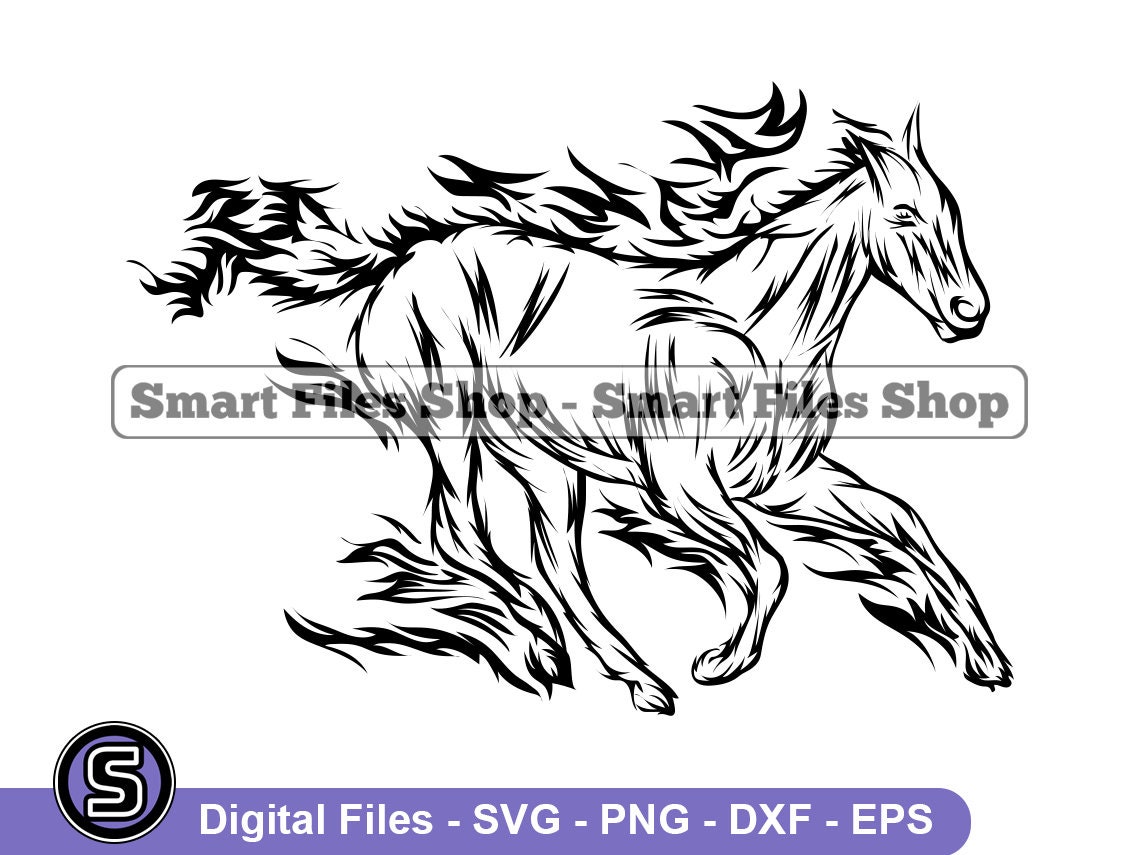 Flaming Horse Svg Horse Svg Flaming Horse Dxf Flaming Horse - Etsy