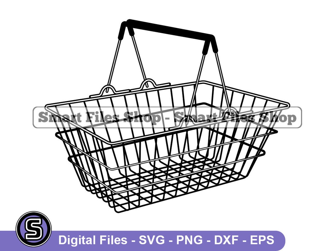 Shopping Basket #2 Svg, Ecommerce Svg, Shopping Svg, Basket Dxf, Basket ...