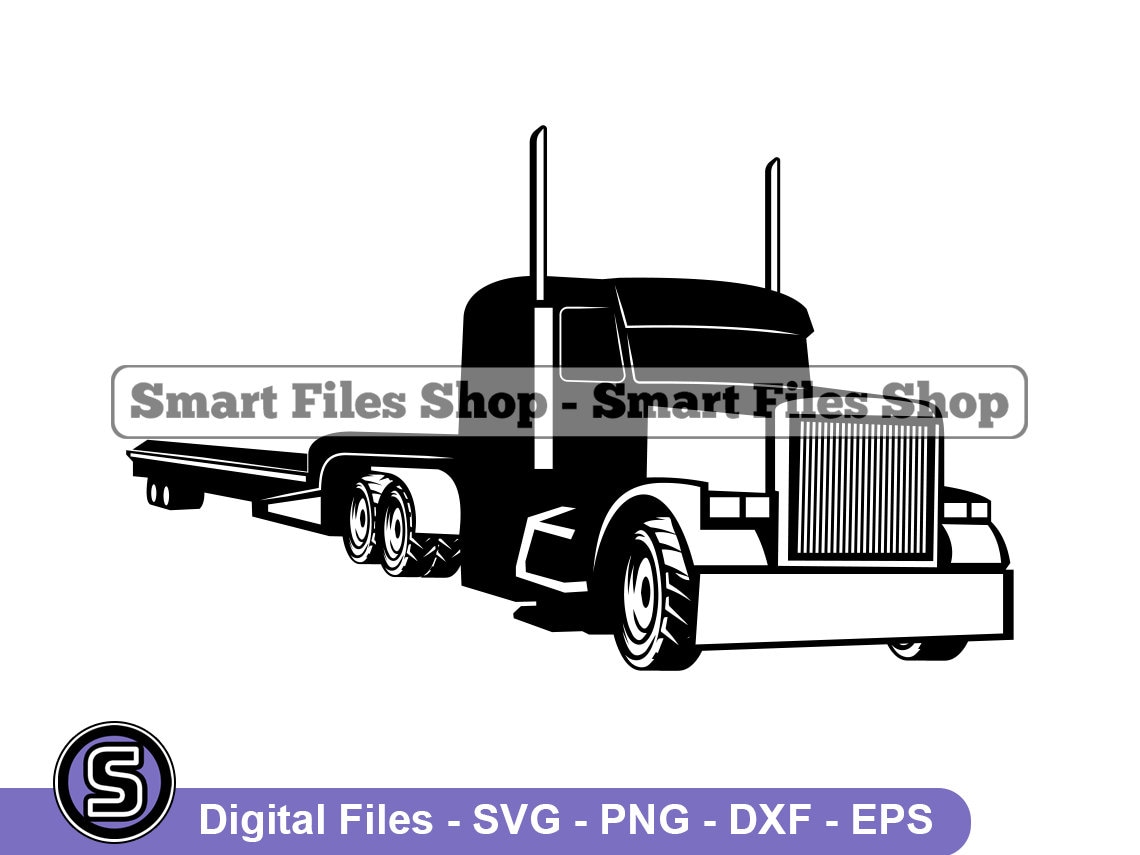 Lowboy Trailer Truck 5 Svg Truck Svg Trucker Svg Trucking | Etsy