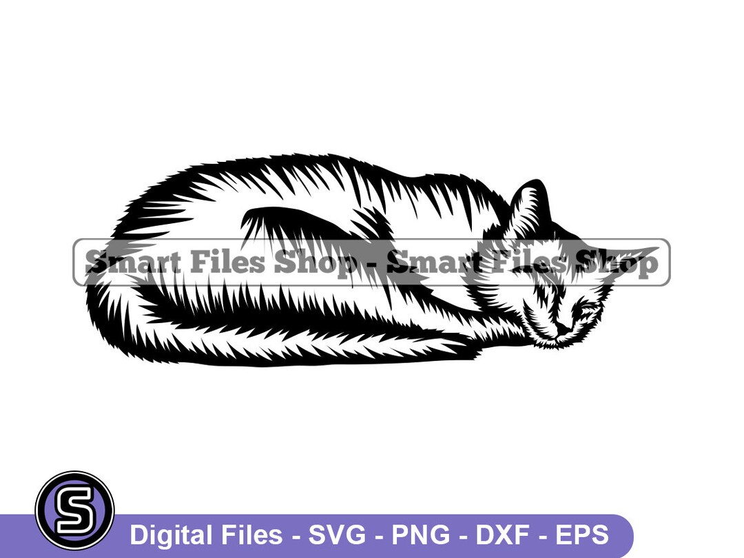 Sleeping Cat Svg, Cat Svg, Cat Design Svg, Pet Svg, Cat Dxf, Cat Png ...
