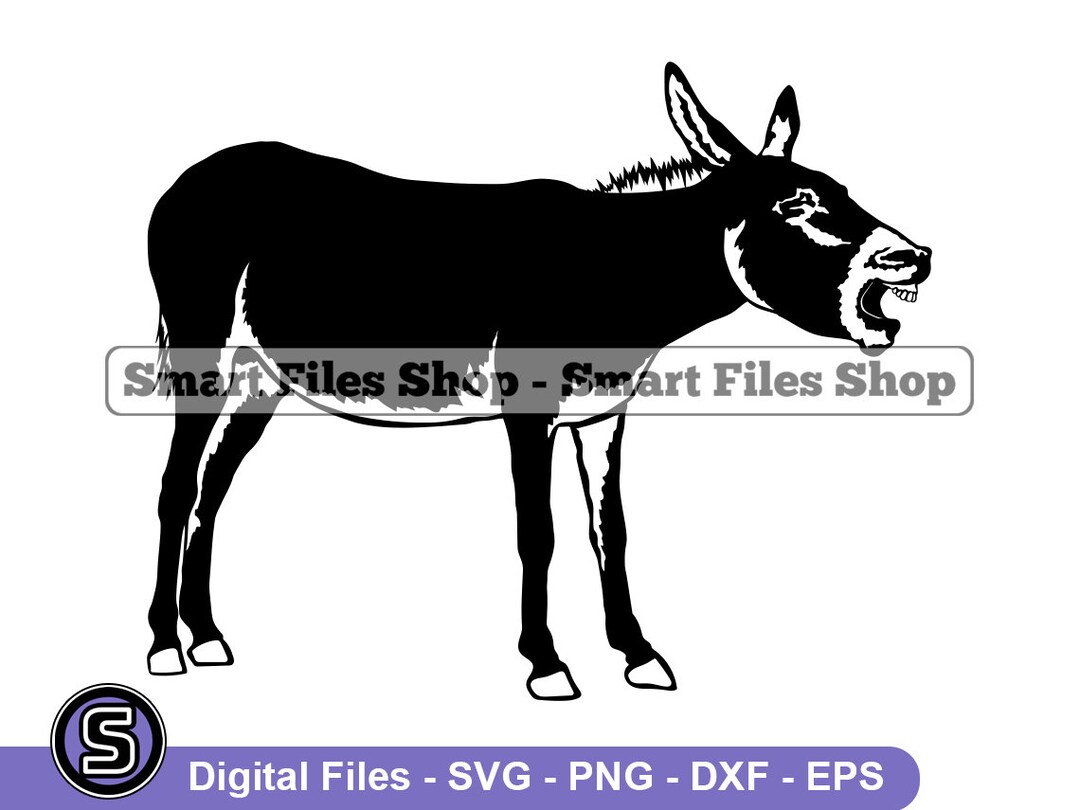 Braying Donkey Svg, Donkey Svg, Farm Animals Svg, Donkey Dxf, Donkey ...