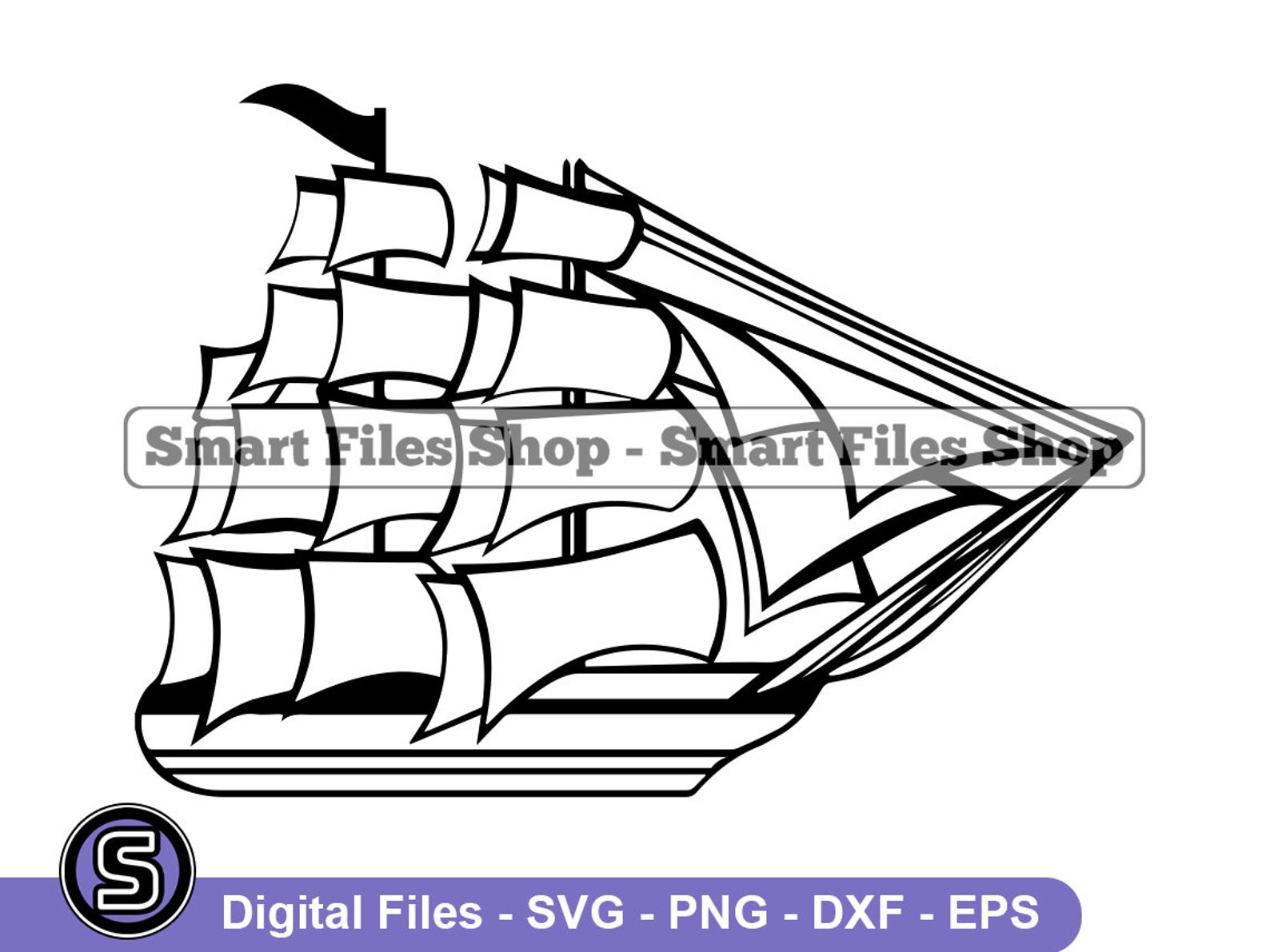 Sailing Ship 2 Svg Sailing Svg Nautical SVG Sailing Ship - Etsy