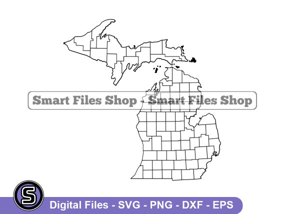 Michigan Map Svg Michigan Svg Michigan Map Dxf Png - Etsy