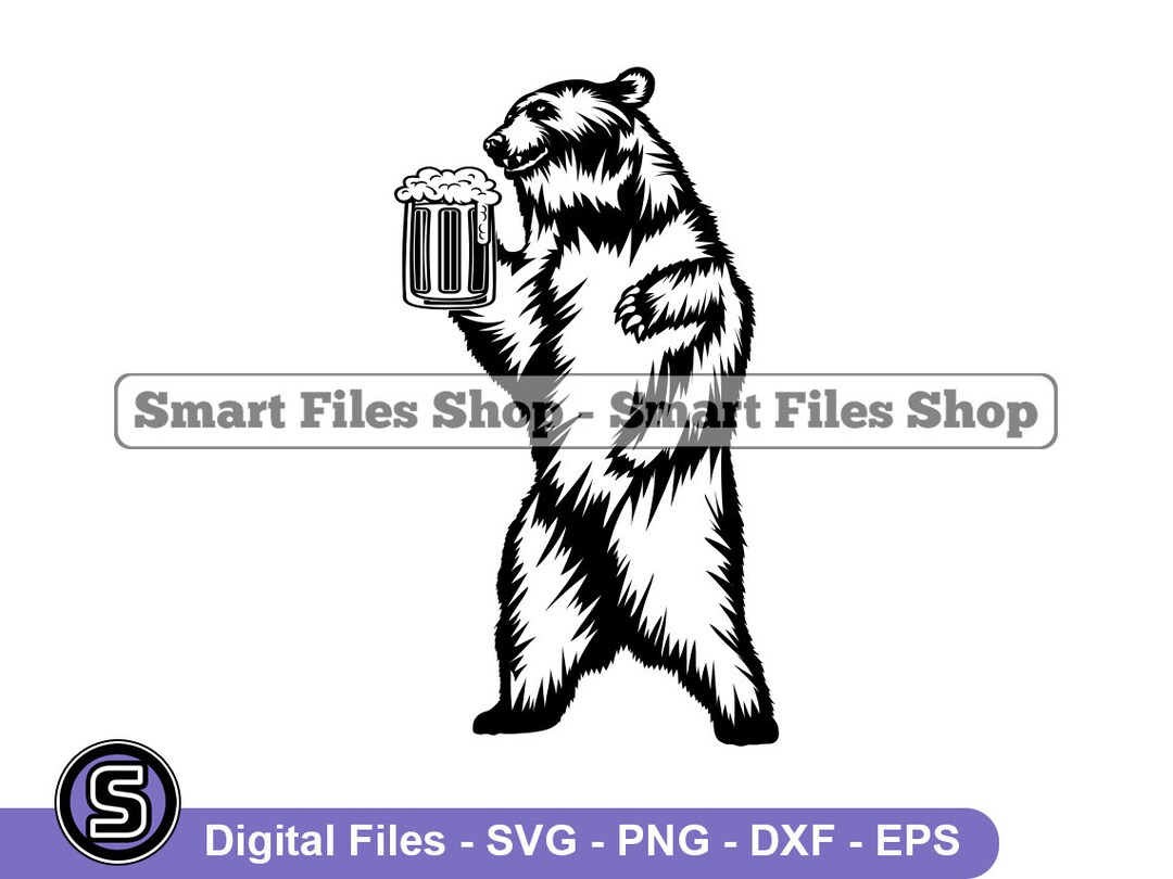 Bear With Beer in Hand Svg, Beer Svg, Bear Svg, Beer Dxf, Beer Png ...