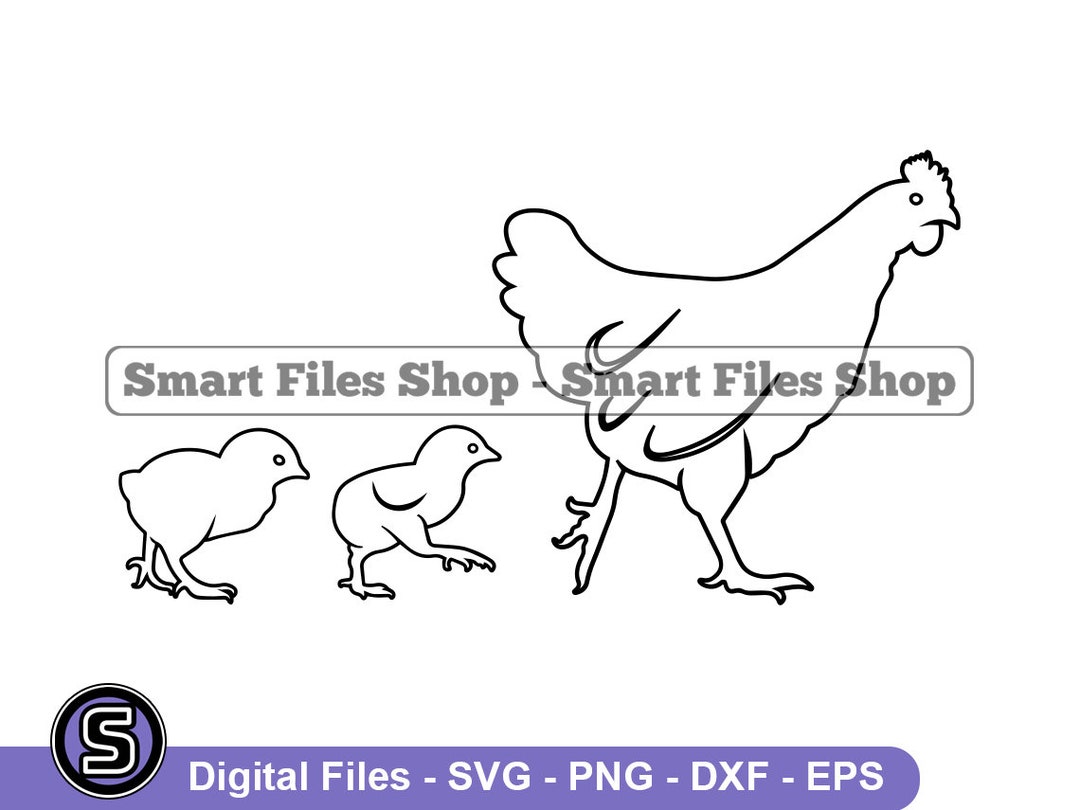 Chicken and Chicks Outline Svg Chicken Svg Chicks Svg Farm - Etsy