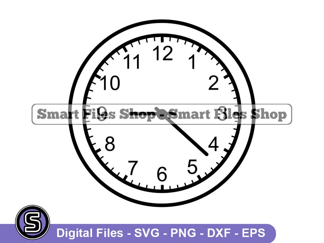 Simple Clock Svg, Clock Svg, Time Svg, Watch Svg, Clock Dxf, Clock Png ...
