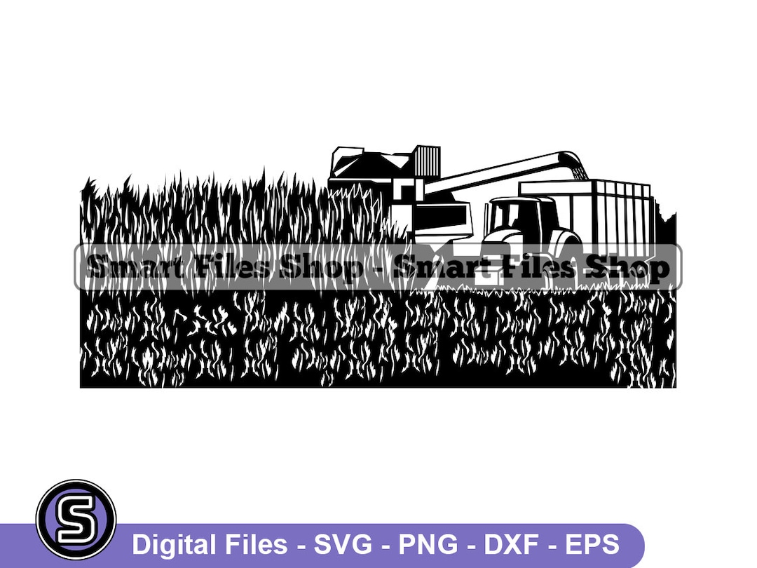 Combine Harvesting Corn Stocks #3 Svg, Harvester Svg, Combine Harvester ...