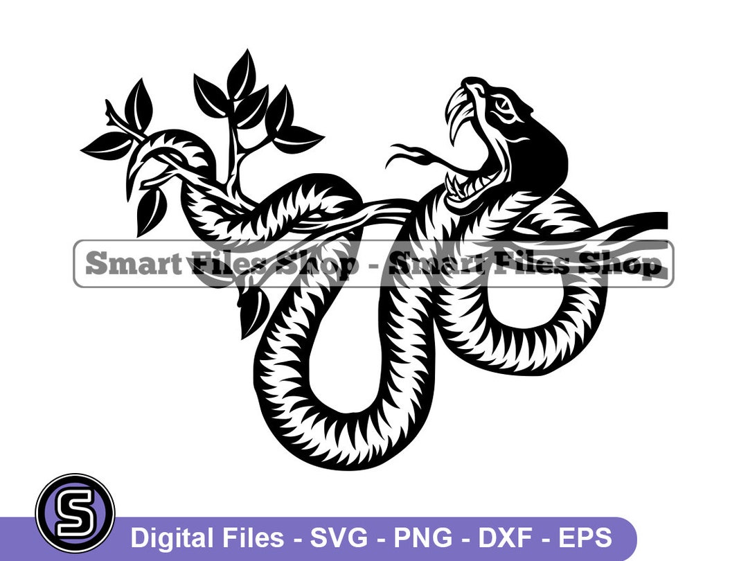 Snake on Tree Branch SVG, Snake Svg, Snake Dxf, Snake Png, Snake ...