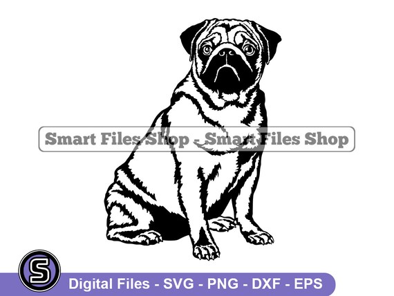 Sitting Pug SVG Pug Svg Dog Svg Pug Dxf Pug Png Pug - Etsy Canada