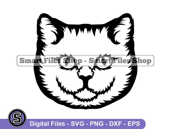 Russian Blue Cat Face SVG Cat Mascot SVG Cat Head Svg Cat | Etsy