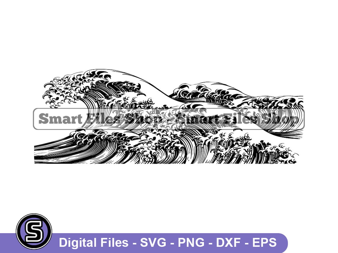 Giant Sea Waves SVG, Ocean Waves Svg, Nautical Svg, Sea Waves Dxf, Sea ...