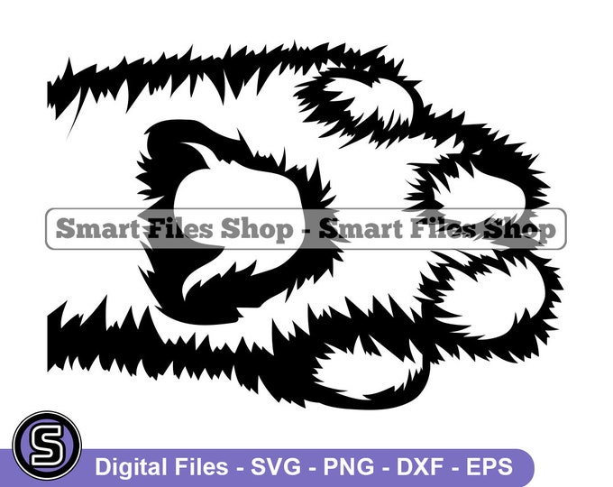 Cat Paw and Hand Reaching Clipart Set / Outline & Silhouette Stamp ...