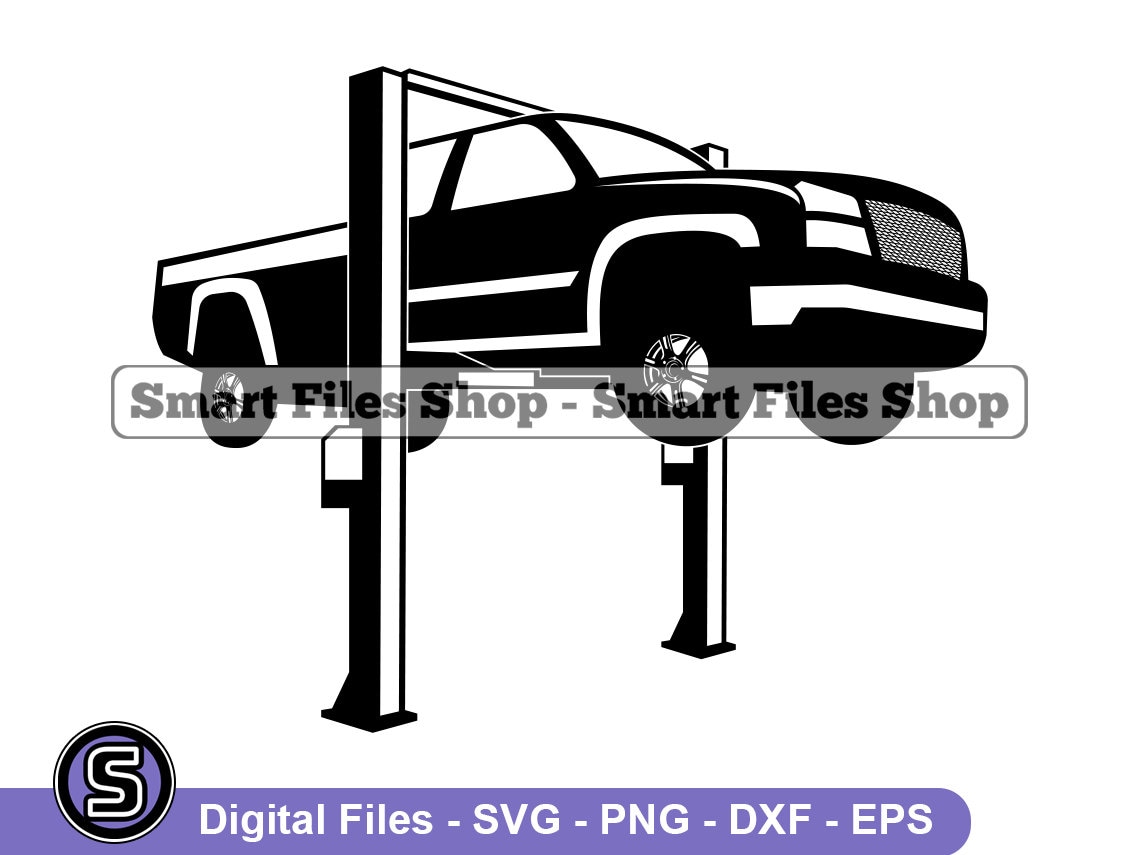 Car Lift Pickup Truck Svg, Car Lift Svg, Car Mechanic Svg, Car Svg, Car ...