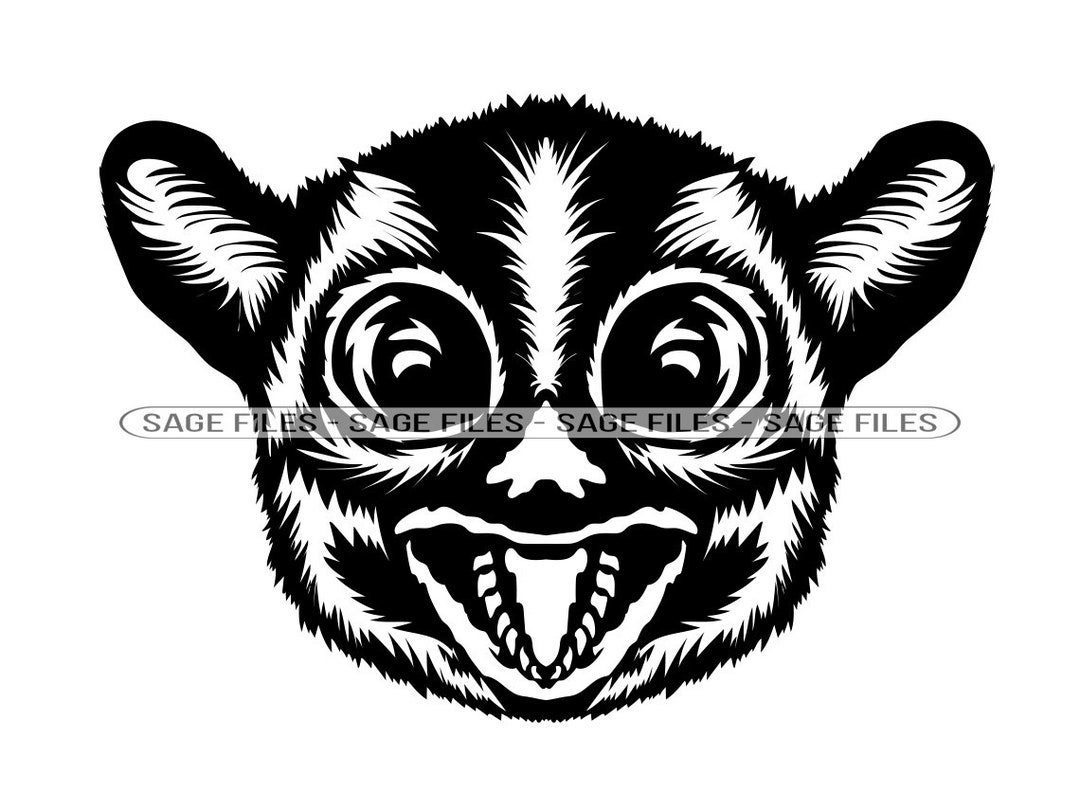 Tarsier Mascot 2 SVG, Tarsier Face SVG, Tarsier Head Svg, Tarsier Dxf ...