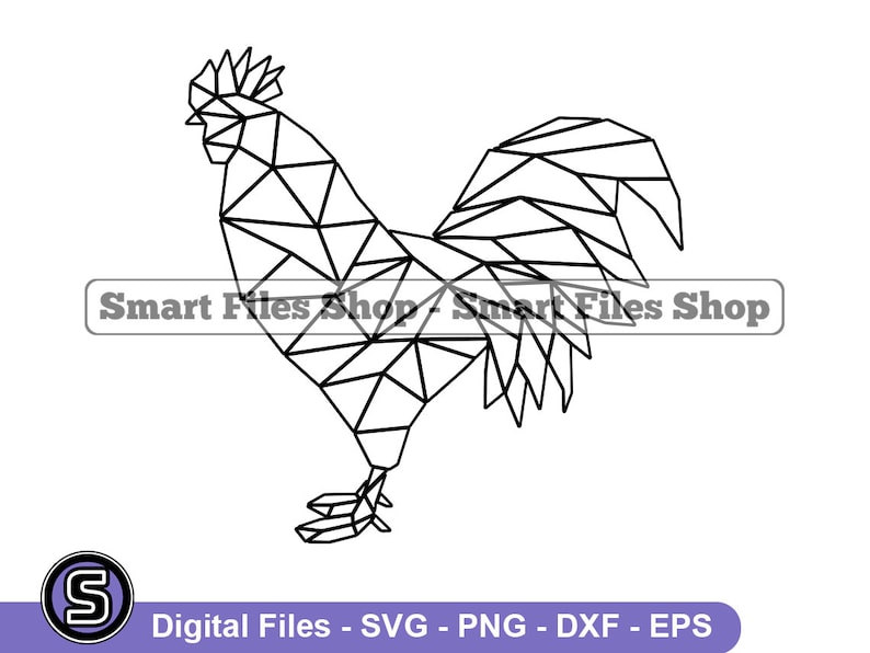 Geometric Rooster Outline Svg Rooster Svg Geometric Animals | Etsy