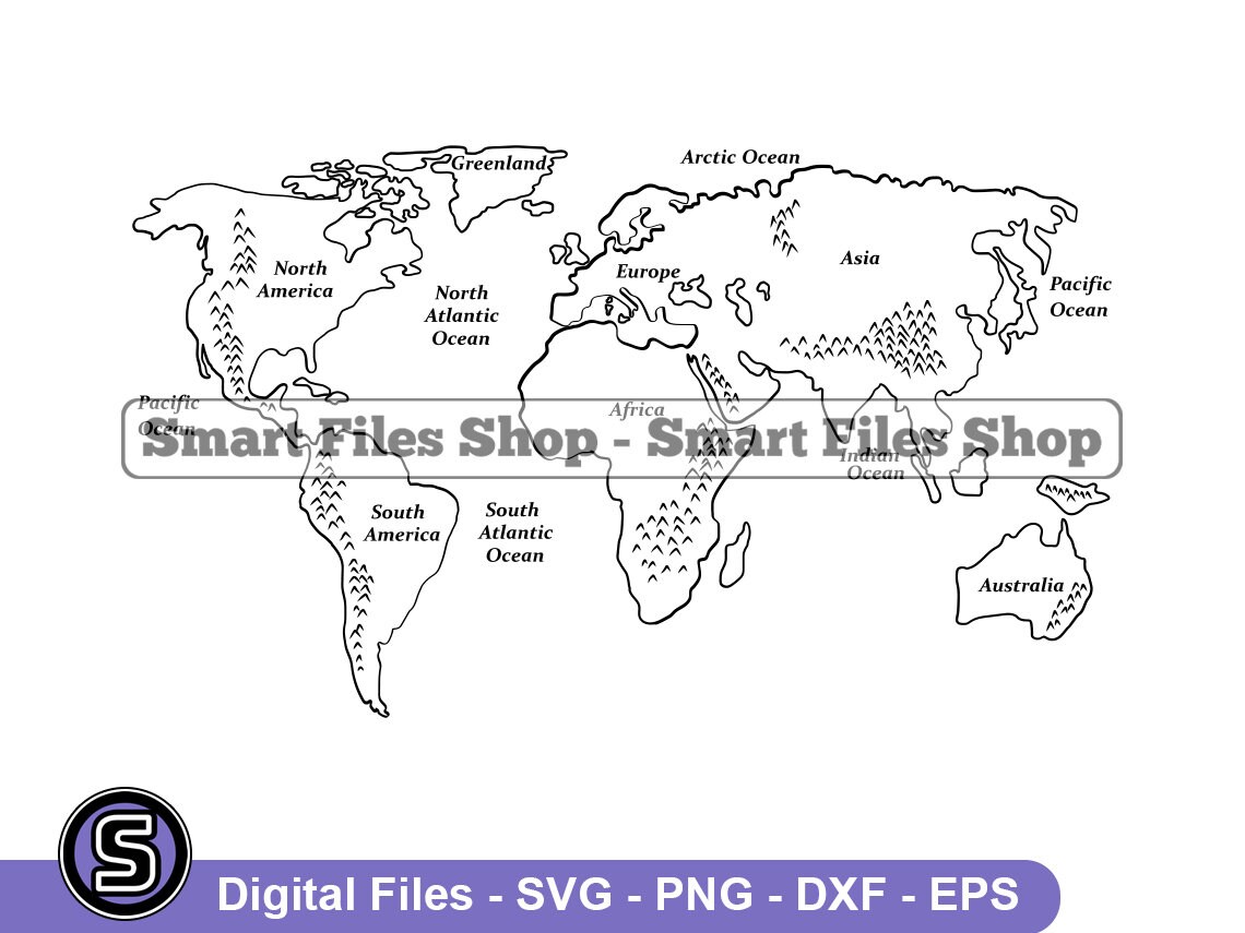 World Map Outline SVG World Map Svg World Map Dxf World Map - Etsy