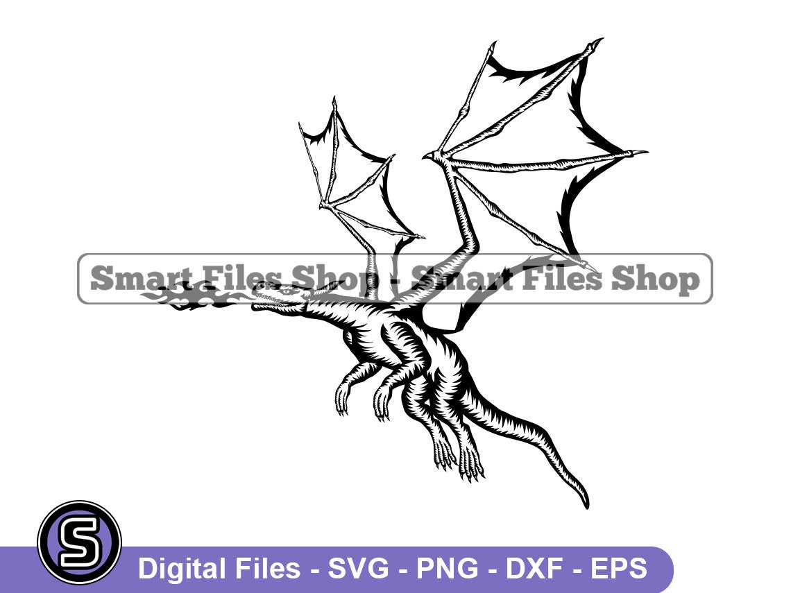 Fire Breathing Dragon Svg Dragon Svg Dragon Dxf Dragon Png | Etsy