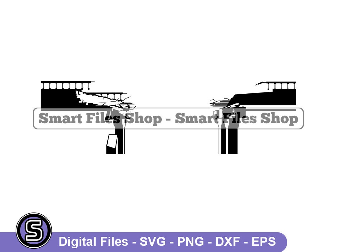 Broken Bridge Svg, Bridge Svg, Broken Bridge Dxf, Broken Bridge Png ...