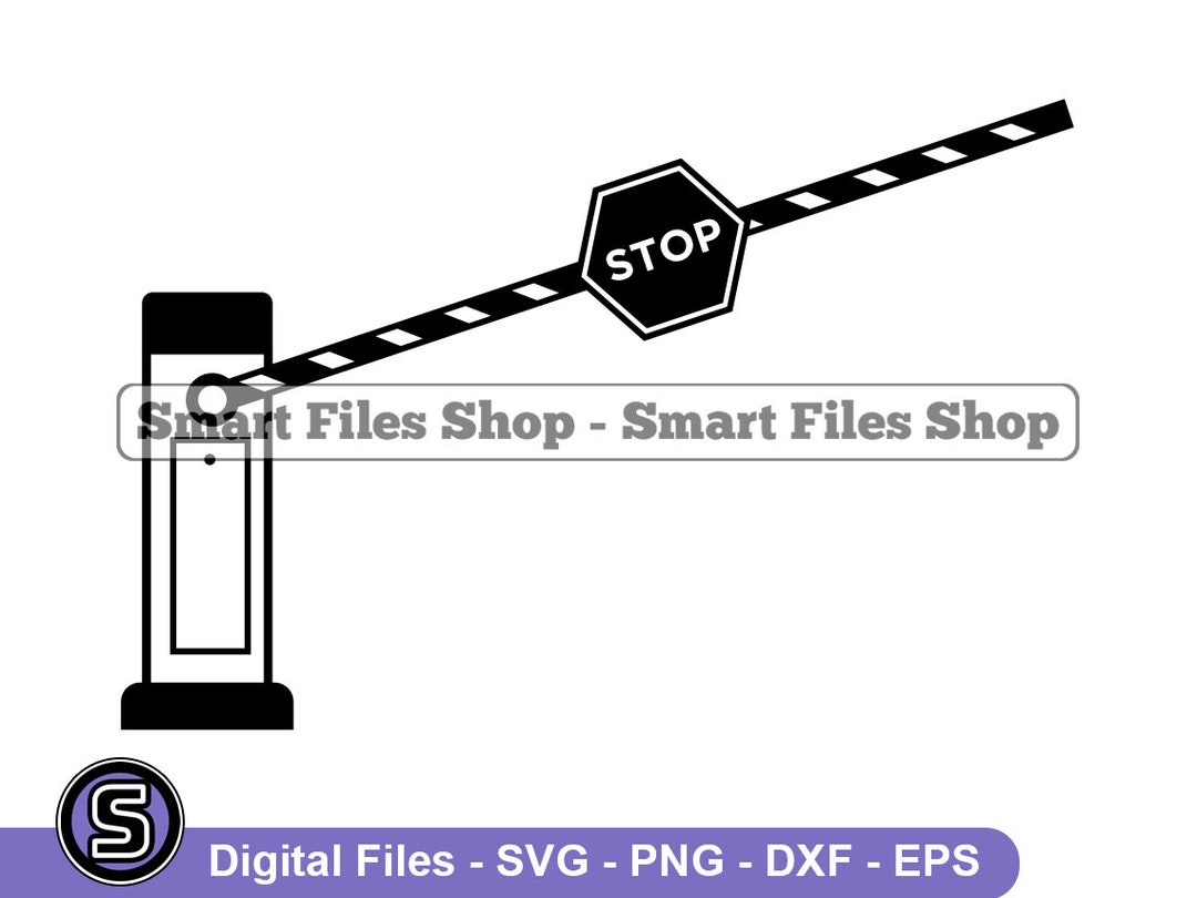 Car Barrier With Stop Sign 2 SVG, Car Barrier Svg, Car Barrier Dxf, Car ...
