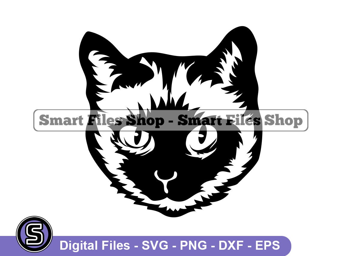 Siamese Cat Face SVG Cat Mascot SVG Cat Head Svg Cat Dxf | Etsy