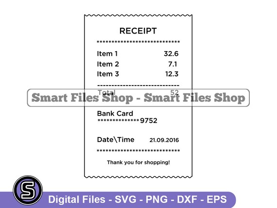 Reciept Template SVG Reciept Svg Reciept Dxf Reciept Png - Etsy