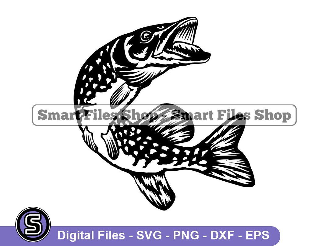 Pike Fish #2 Svg, Pike Fishing Svg, Fish Svg, Pike Fish Dxf, Pike Fish ...