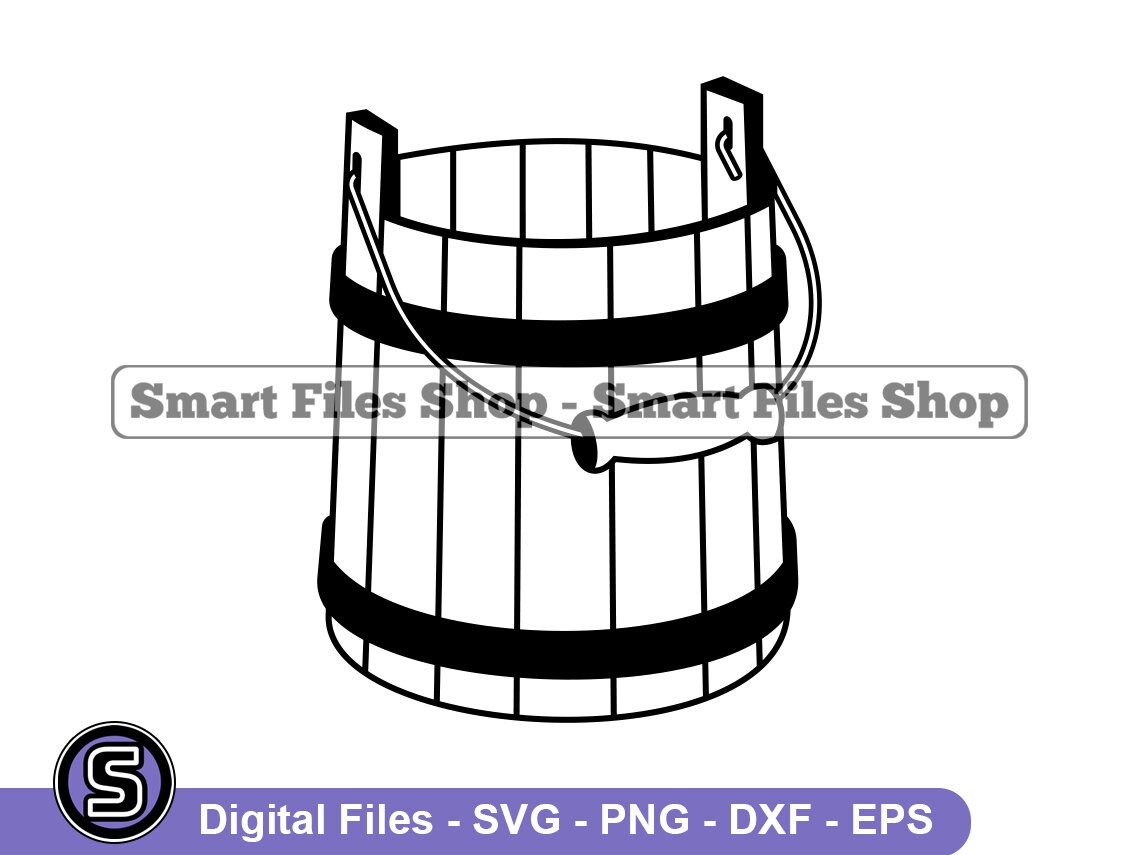 Wooden Bucket Svg, Bucket Svg, Wooden Bucket Dxf, Wooden Bucket Png ...