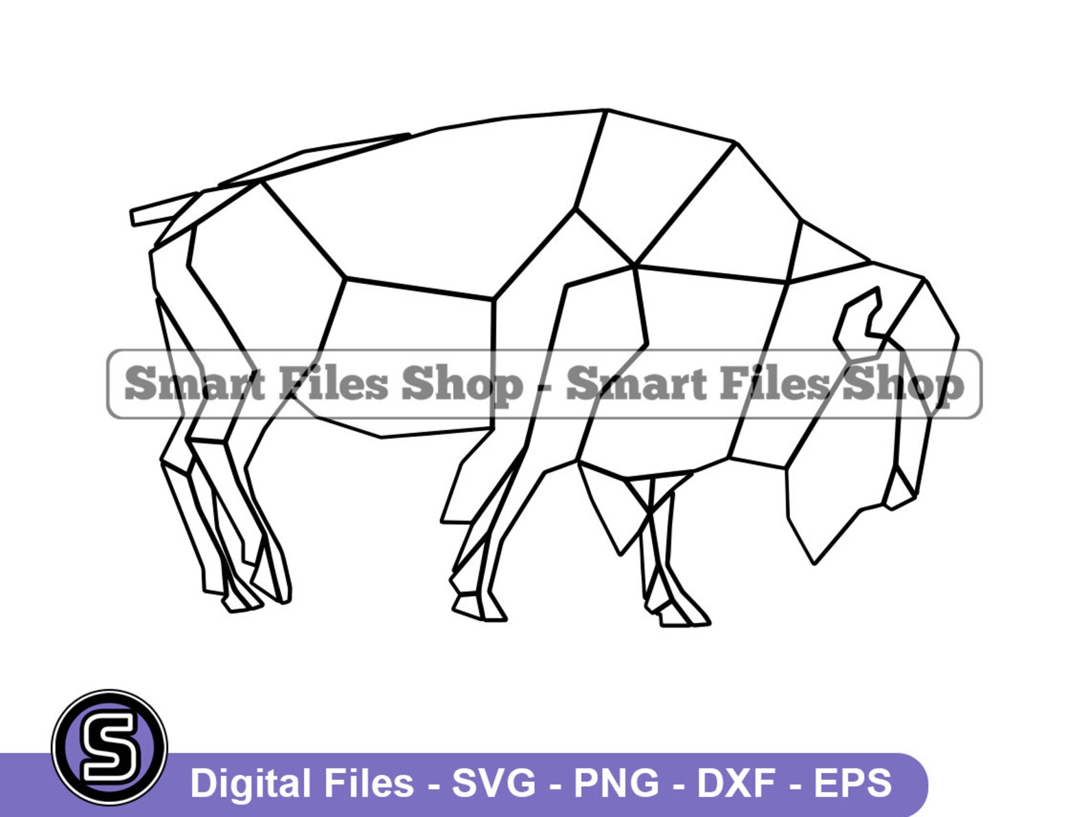 Geometric Bison Outline Svg, Bison Svg, Geometric Animals Svg, Animals ...