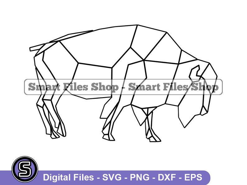 Geometric Bison Outline Svg, Bison Svg, Geometric Animals Svg, Animals ...