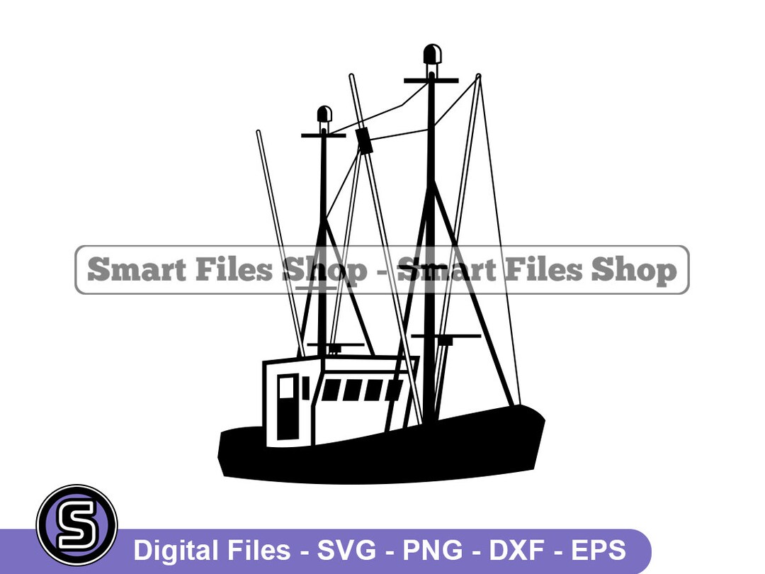 Fishing Boat at Sea 3 Svg, Fishing Ship Svg, Fishermen Svg, Fishing ...