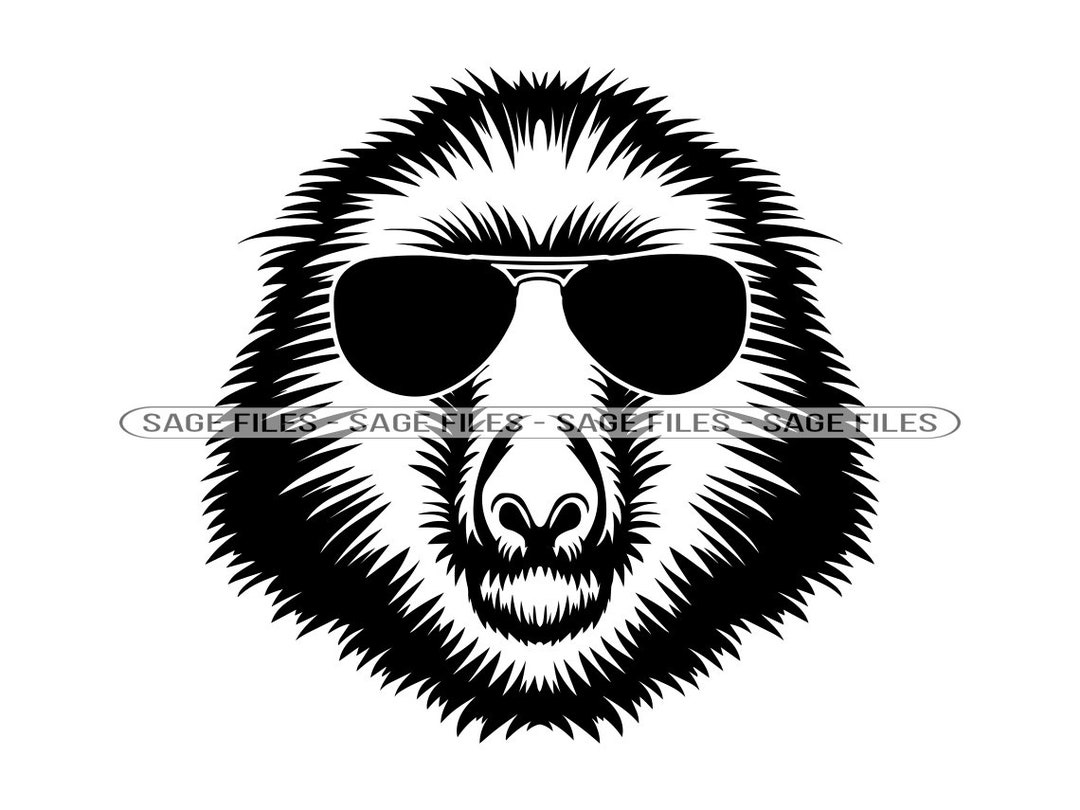 Baboon in Sunglasses SVG, Baboon SVG, Cool Baboon Svg, Baboon Dxf ...