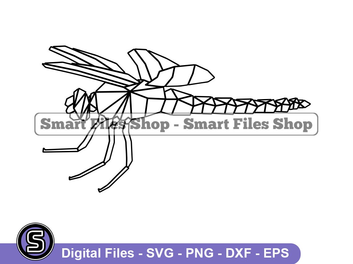 Geometric Dragonfly Outline Svg Dragonfly Svg Geometric - Etsy