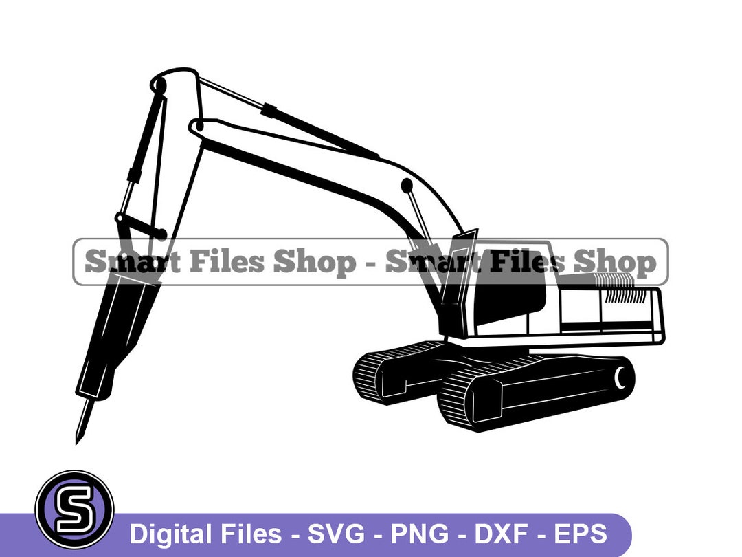 Hydraulic Breaker SVG, Heavy Equipment Svg, Hydraulic Breaker Dxf ...