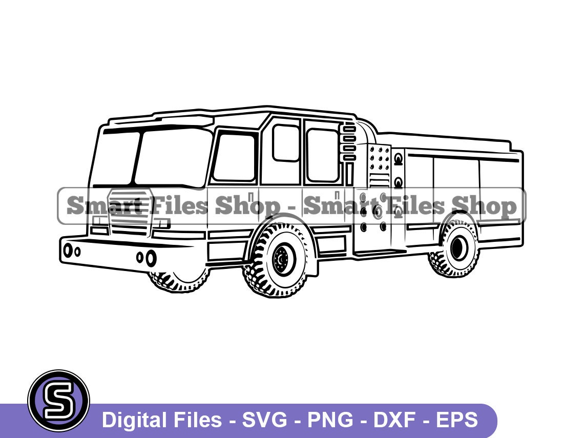 Fire Truck Outline SVG Fire Truck Svg Fire Enngine Svg Fire - Etsy